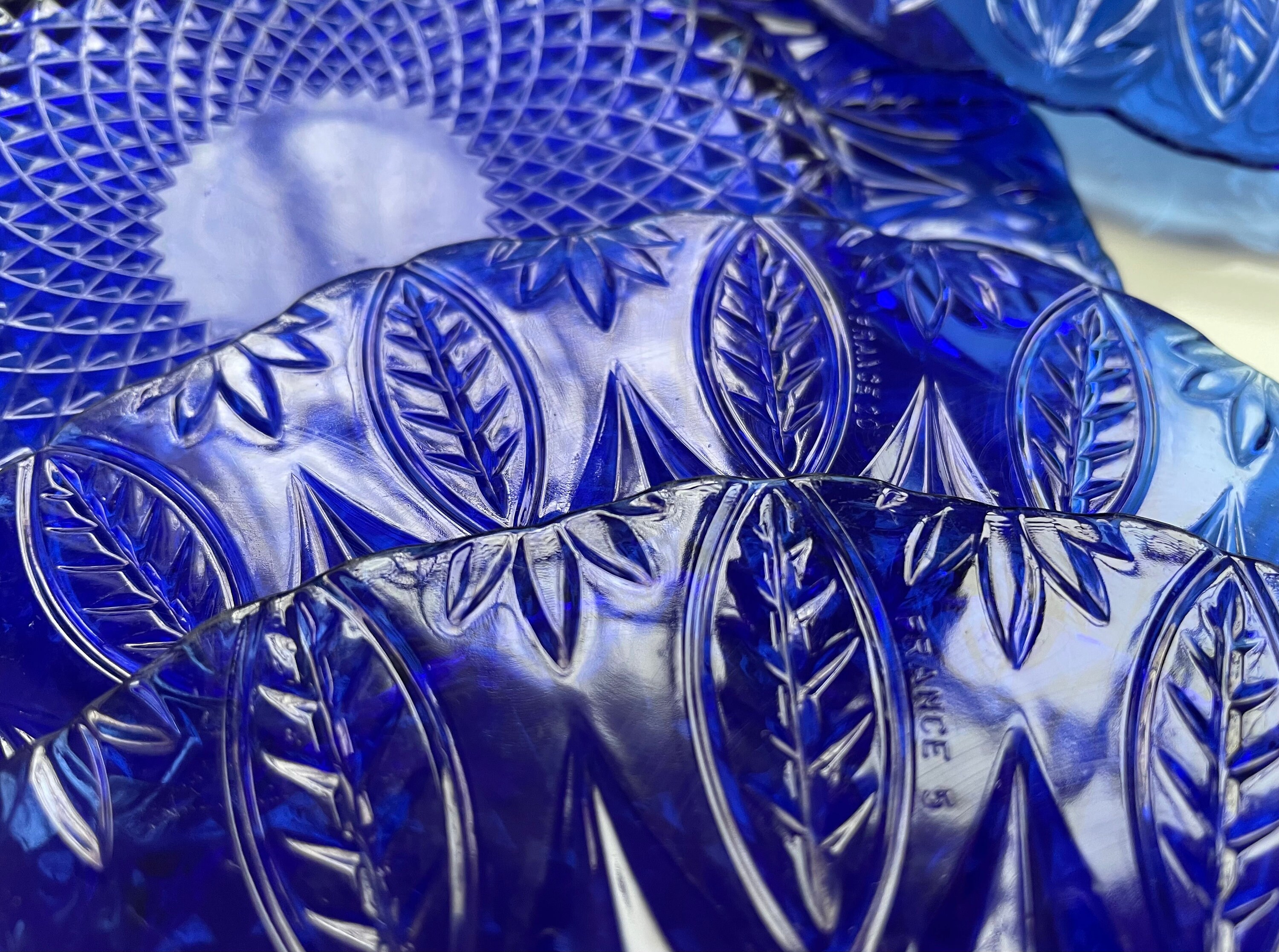 Avon Royal Sapphire Cobalt Blue Glass Made in France Dinner and Salad ...