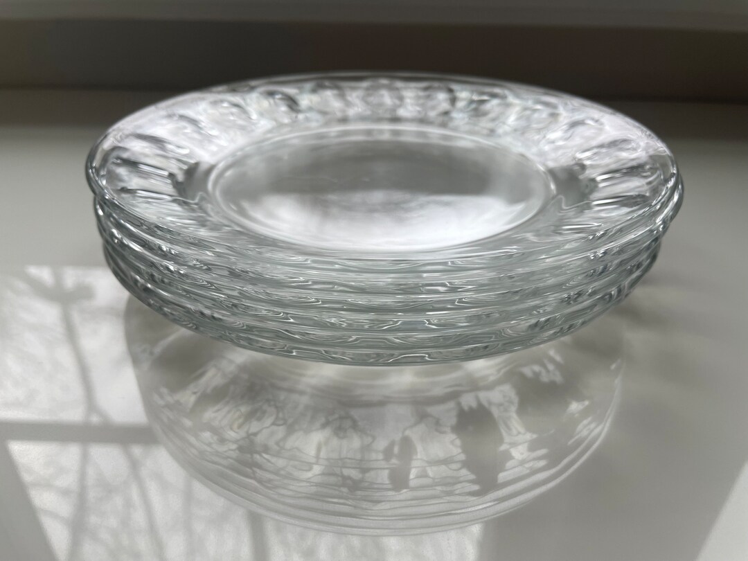 Arcoroc FRANCE Clear Glass Salad Dessert Plates With Thumbprint Edge - Etsy