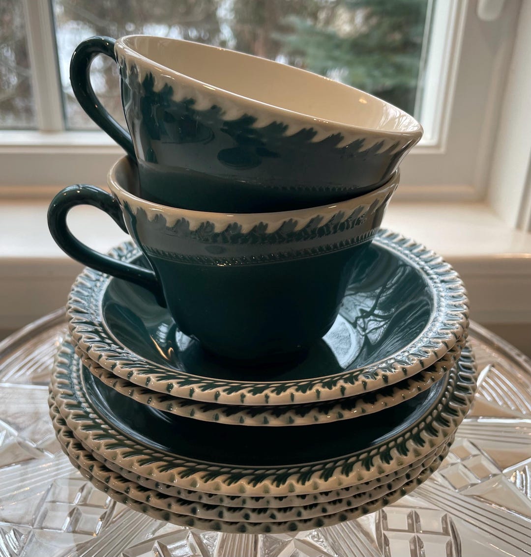 Vintage Harker Pottery Corinthian Dark Teal Pattern MCM, Made in USA - Etsy