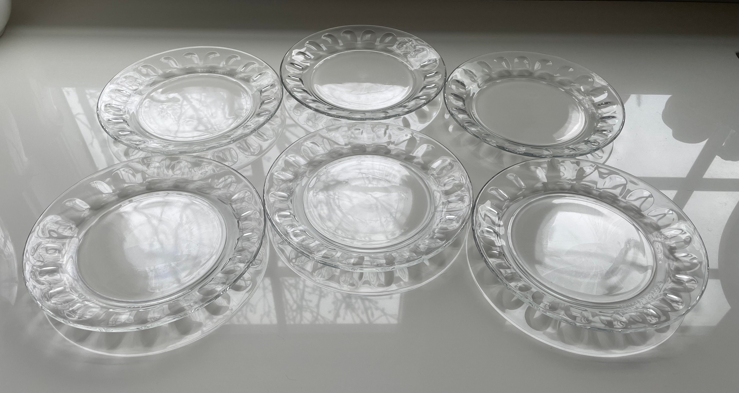 Arcoroc FRANCE Clear Glass Salad Dessert Plates With Thumbprint Edge - Etsy