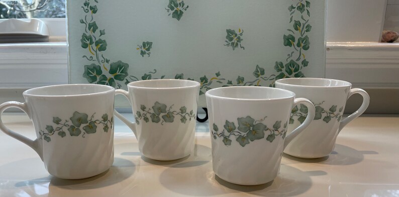 Corning Ware Callaway Ivy Pattern Items, F 5 B 1.6 Liter Casserole, Mugs, Counter Saver/cutting ...