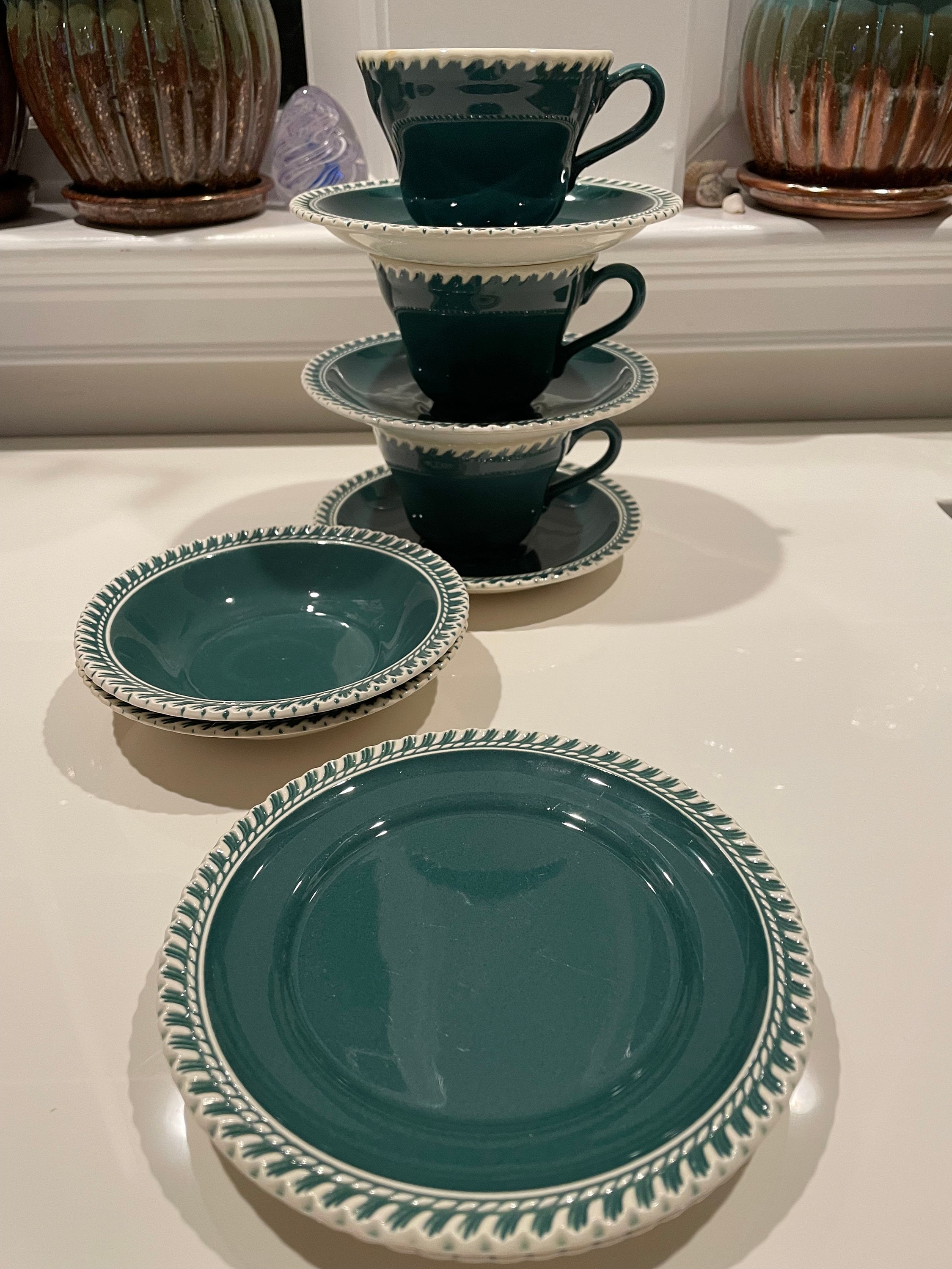 Vintage Harker Pottery Corinthian Dark Teal Pattern MCM, Made in USA - Etsy