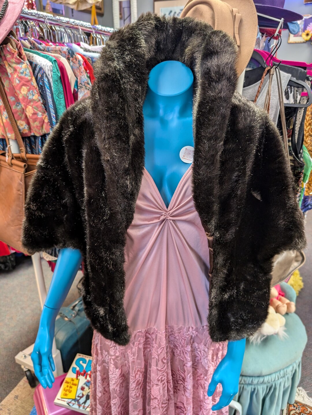 Vintage Fancy Faux Fur SECOND CITY Ladies Shrug Cape Shawl Dark Brown ...