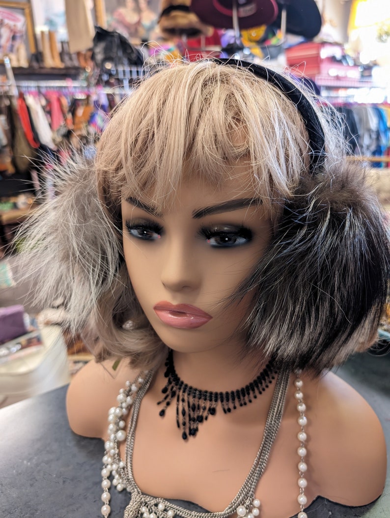 Vintage Real Natural Silver Fox Fur Animal Finland Earmuffs Ear Warmers ...
