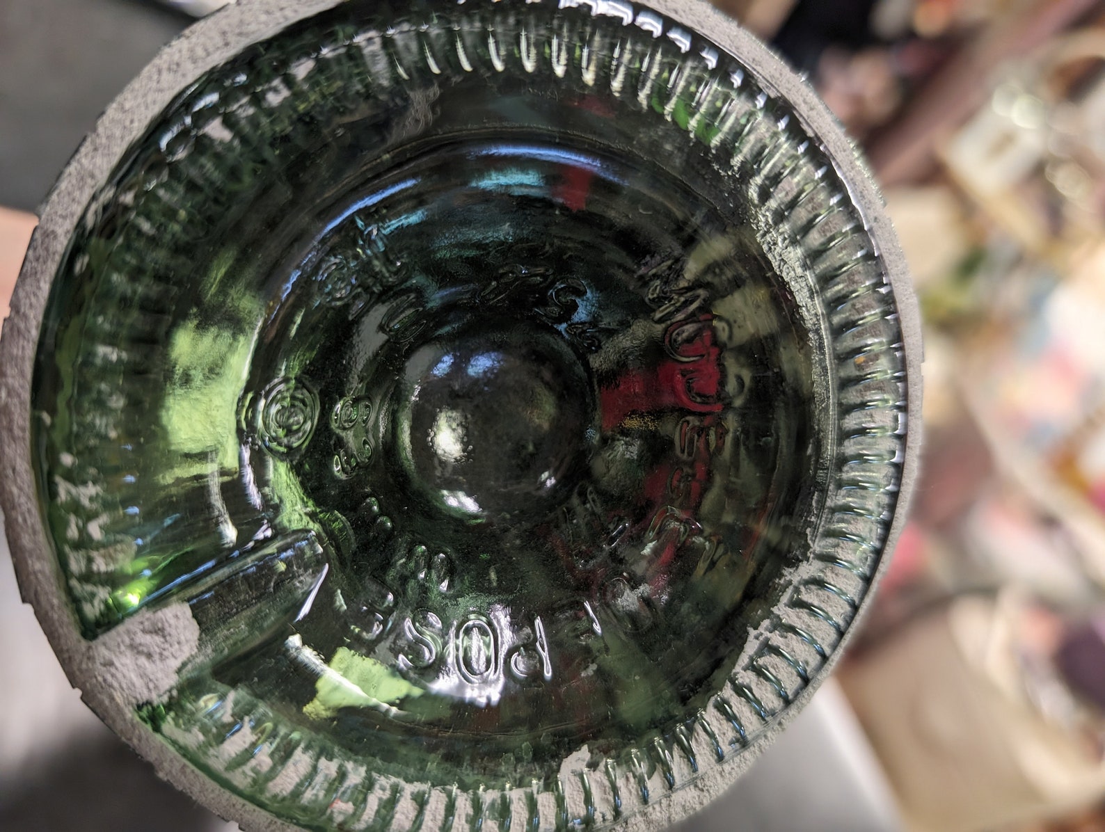 Vintage Upcycled Green Glass Bottle Disco Ball Mirrored Love and Hearts ...