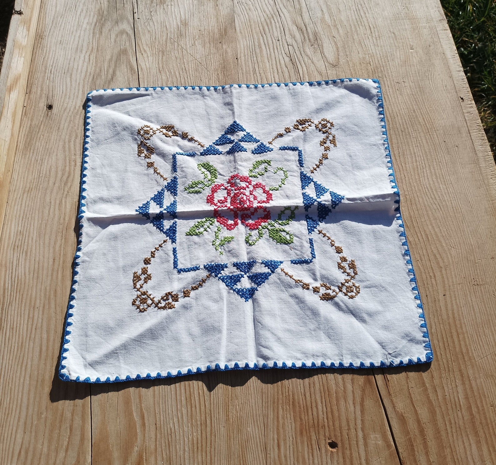 Traditional Folk Hungarian Cross Stitch Embroidered Square Canvas ...