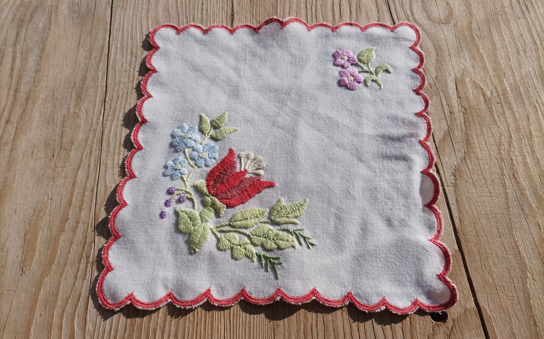 Hand Embroidered Tulip Doily: Hungarian Folk Art Canvas - Etsy