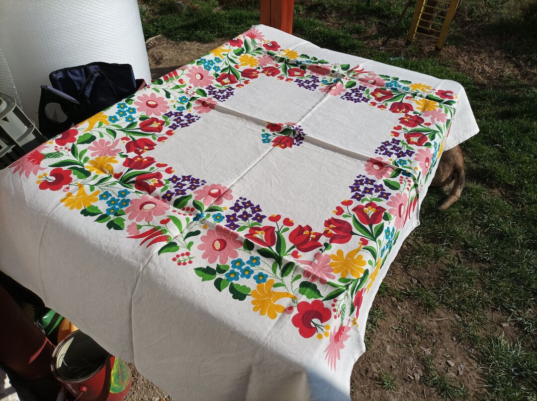 Vintage Printed Folk Hungarian Motif Rural Tablecloth,flower Designed ...
