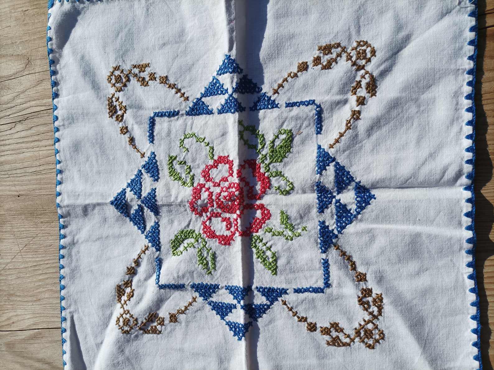 Traditional Folk Hungarian Cross Stitch Embroidered Square Canvas ...