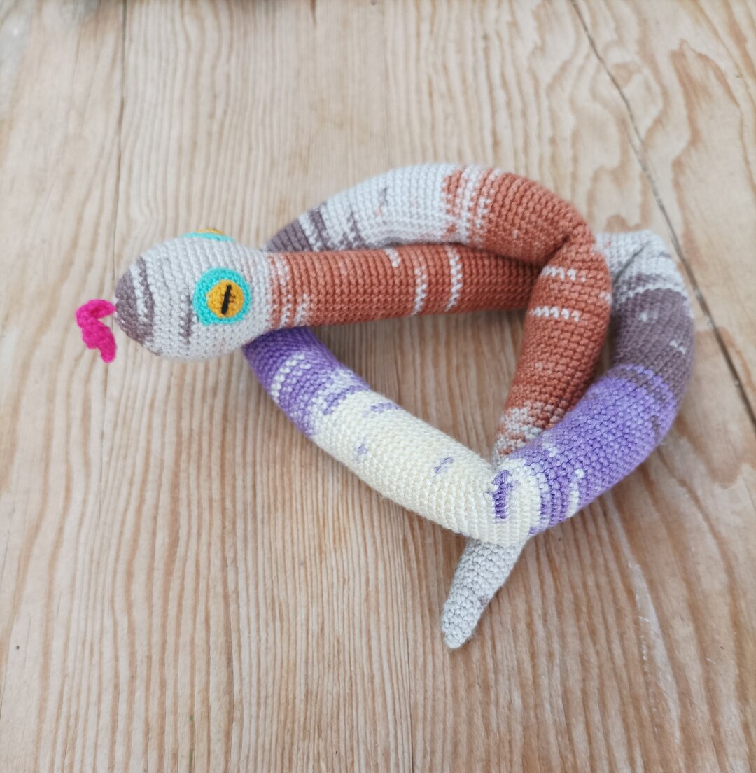 Amigurumi Crochet Colorful Snake, Boho Home Decor, Snake Crocheted From ...