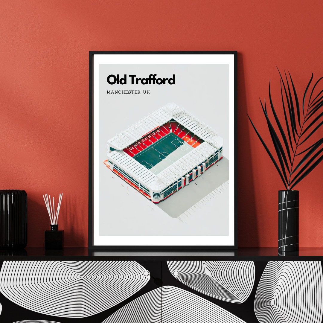 Old Trafford Stadium Minimalist Print, Manchester United Poster ...