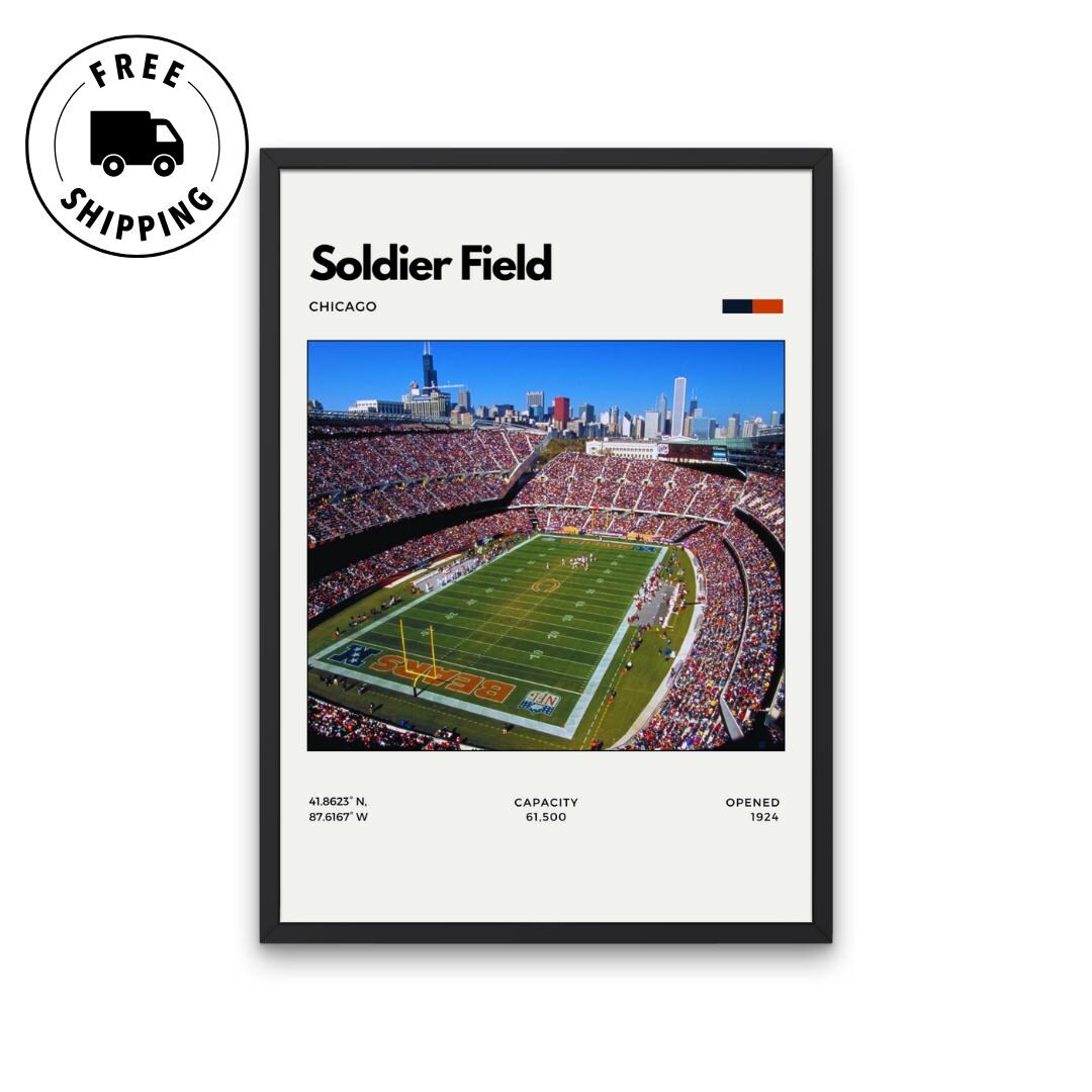 Soldier Field Poster – Home of the Chicago Bears, NFL Stadium Wall Art ...