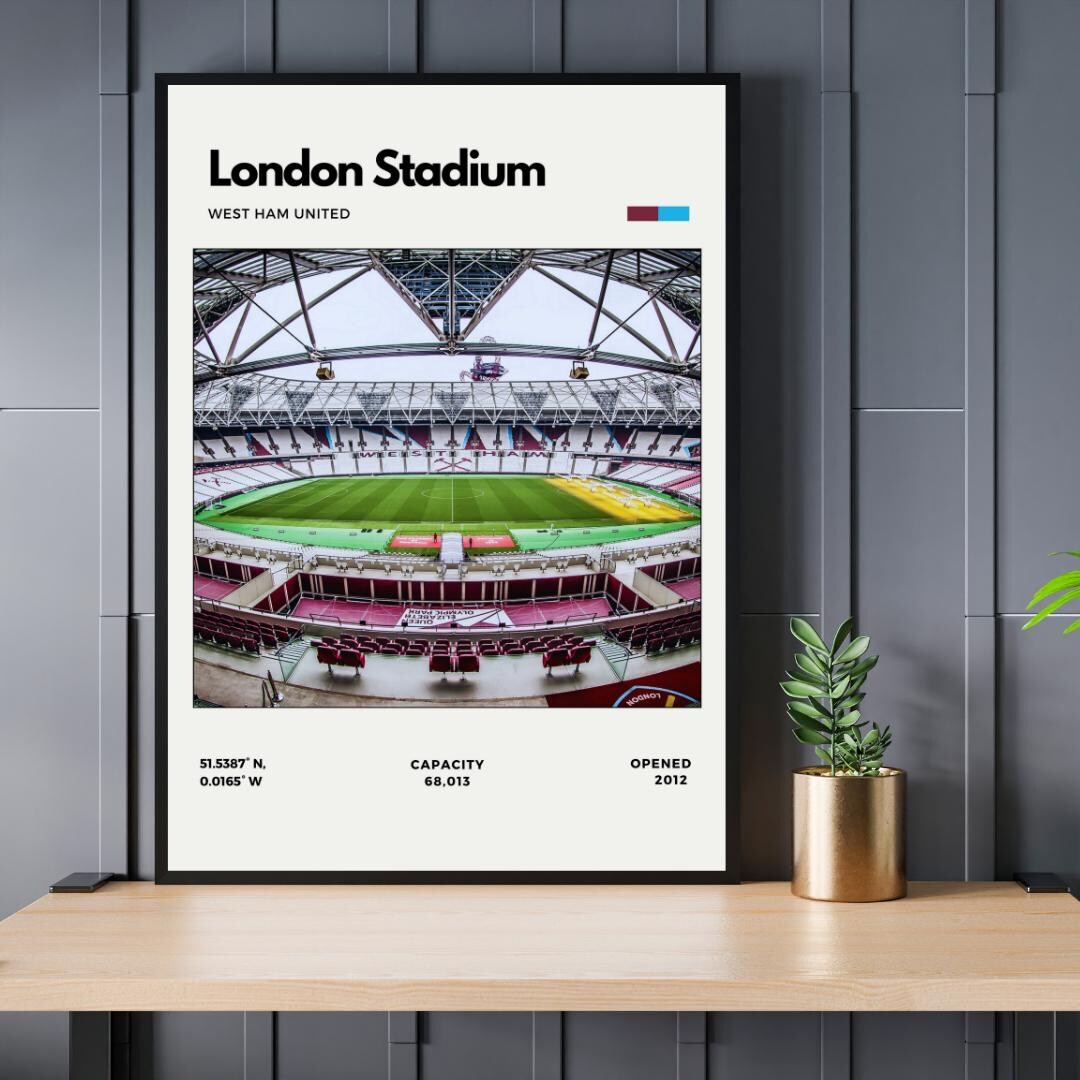 London Stadium Print - Home of West Ham United, Digital Print Poster ...