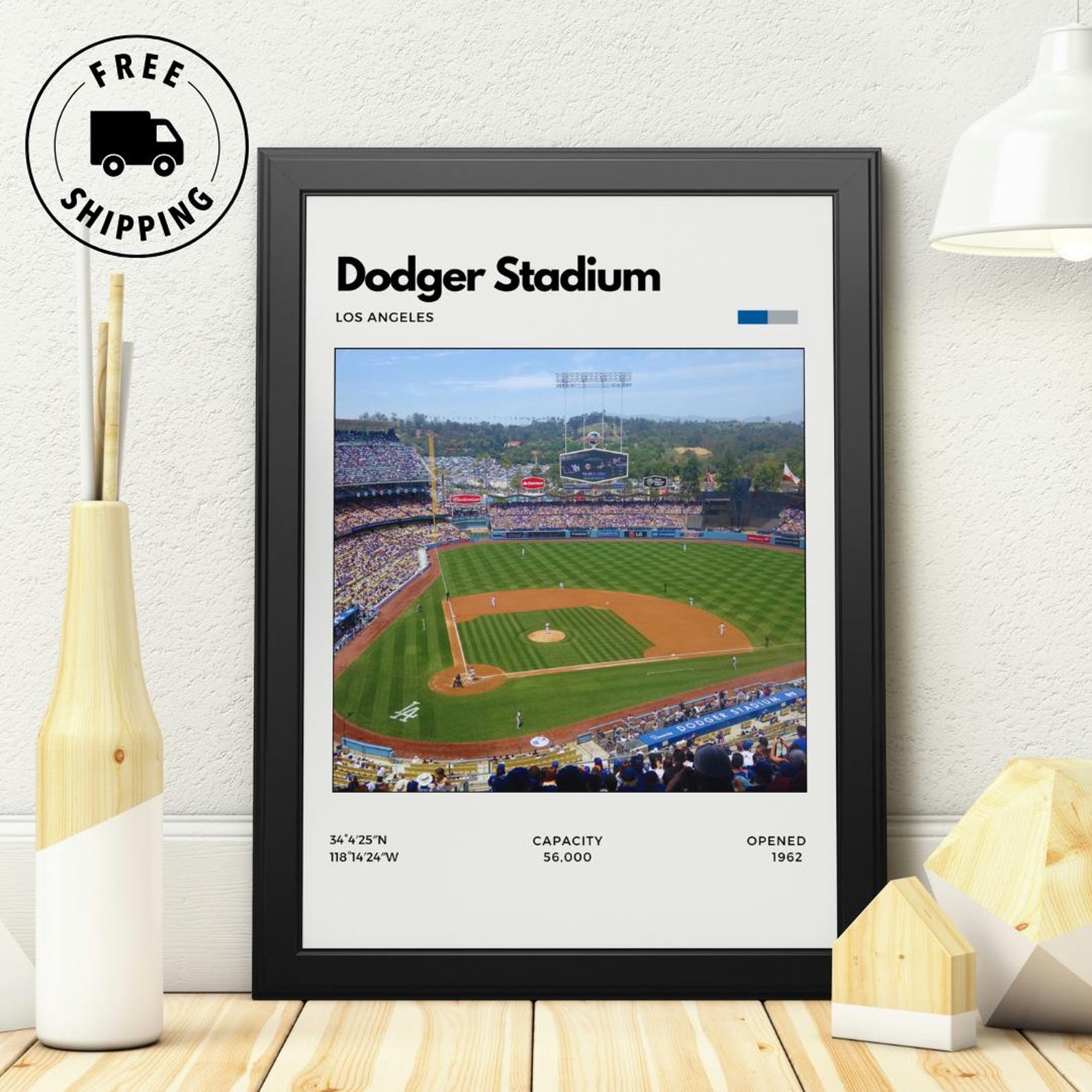 Dodger Stadium Poster - Home of Los Angeles Dodgers, Stadium Art ...
