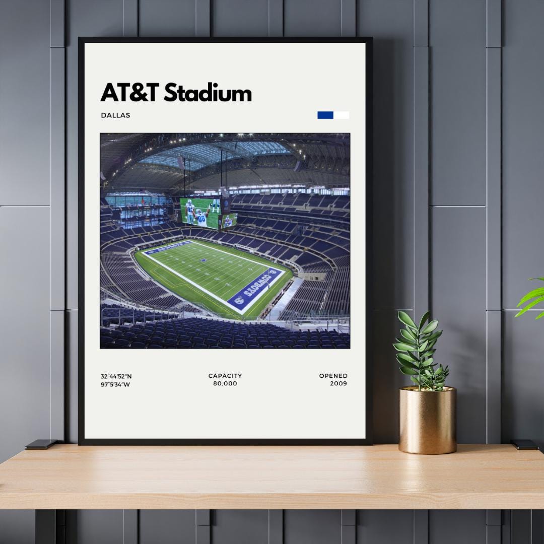 AT&T Stadium Digital Print – Home of the Dallas Cowboys. NFL Stadium ...