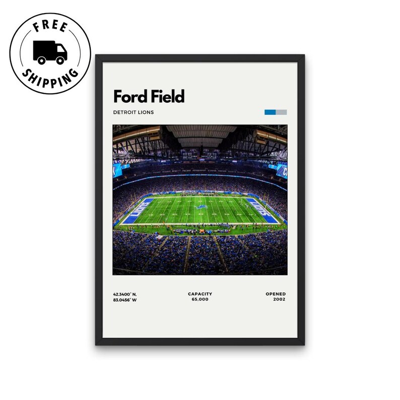 Ford Field Stadium Poster - Home of the Detroit Lions - Etsy