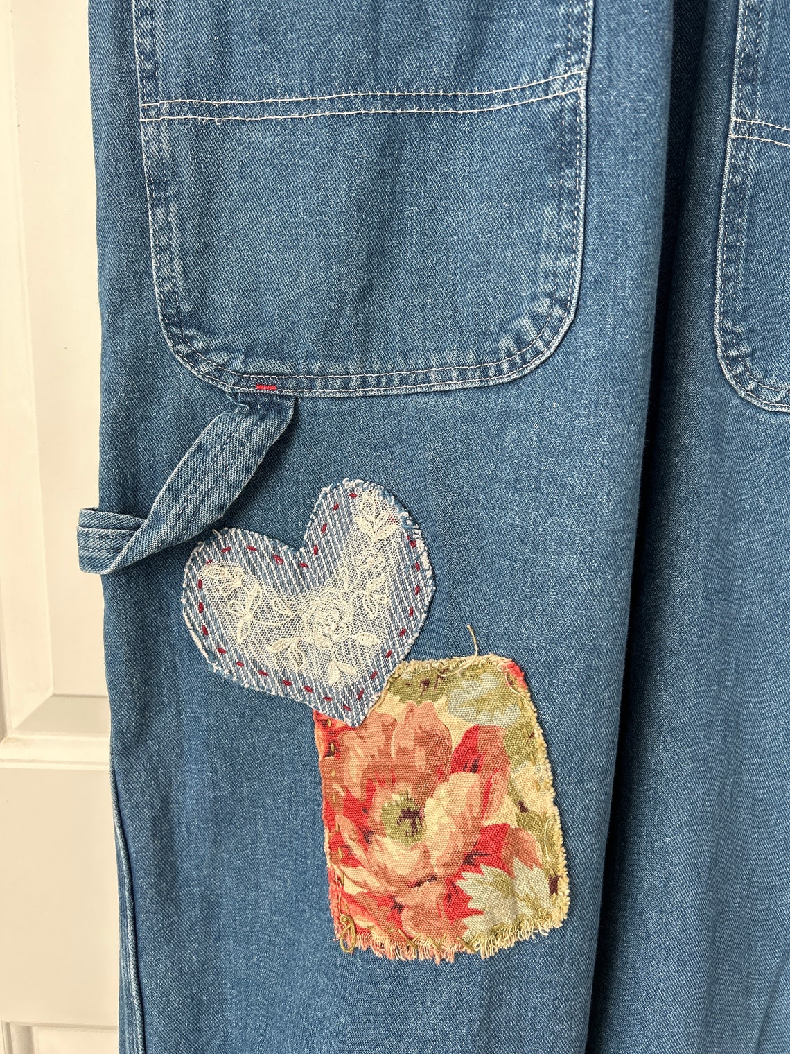 Dickies Denim Overalls With Vintage Patches Size L/XL - Etsy