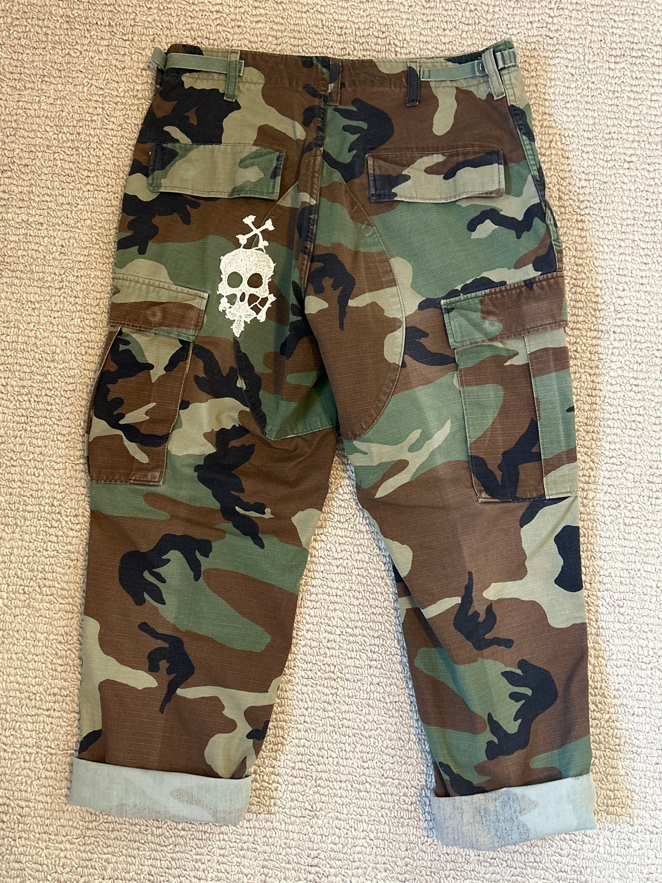 Custom Upcycled Camouflage Army Pants With Patches Size M - Etsy