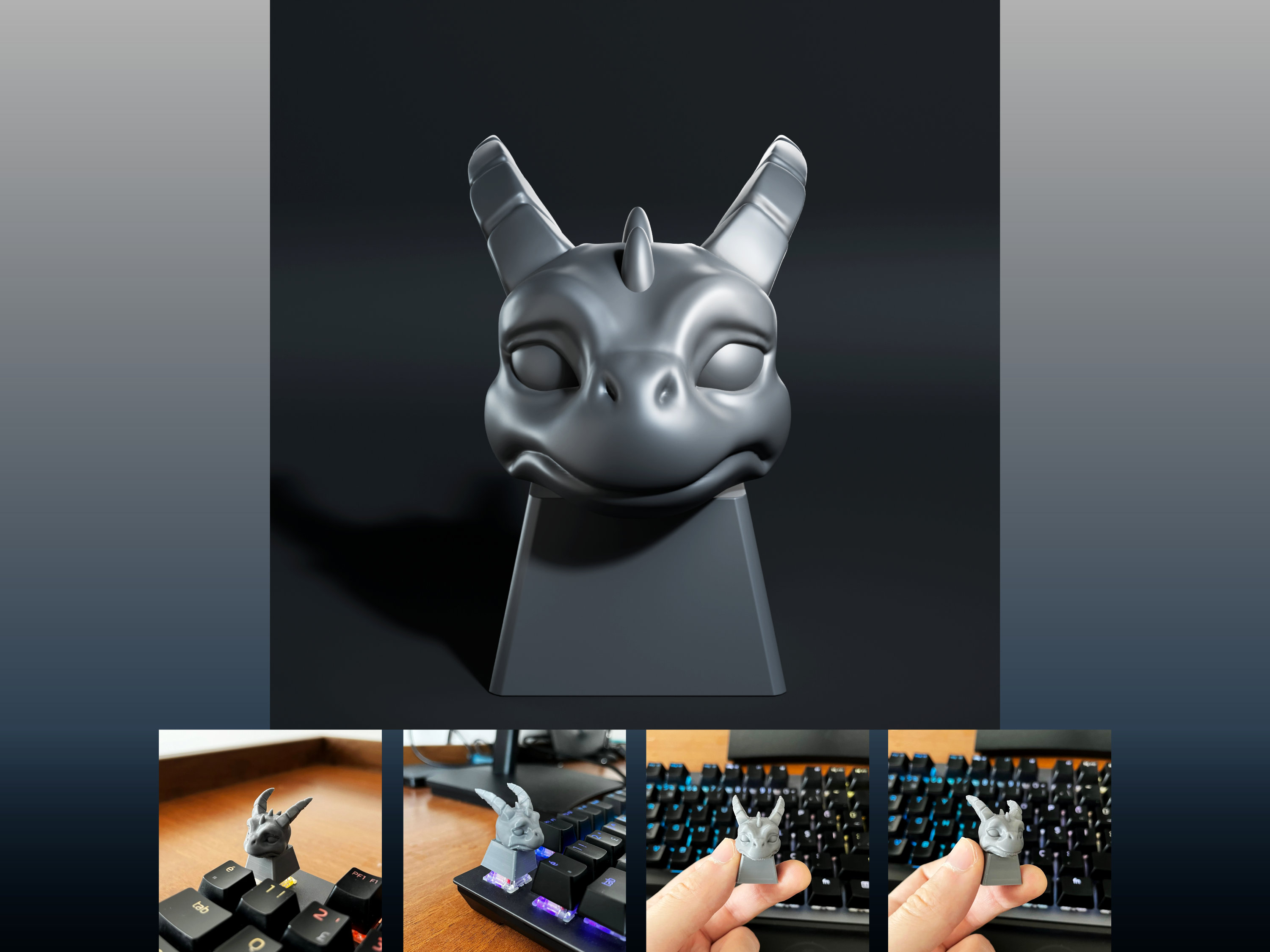 Cute Dragon Custom Artisan Keycap STL File for Cherry MX Mechanical ...