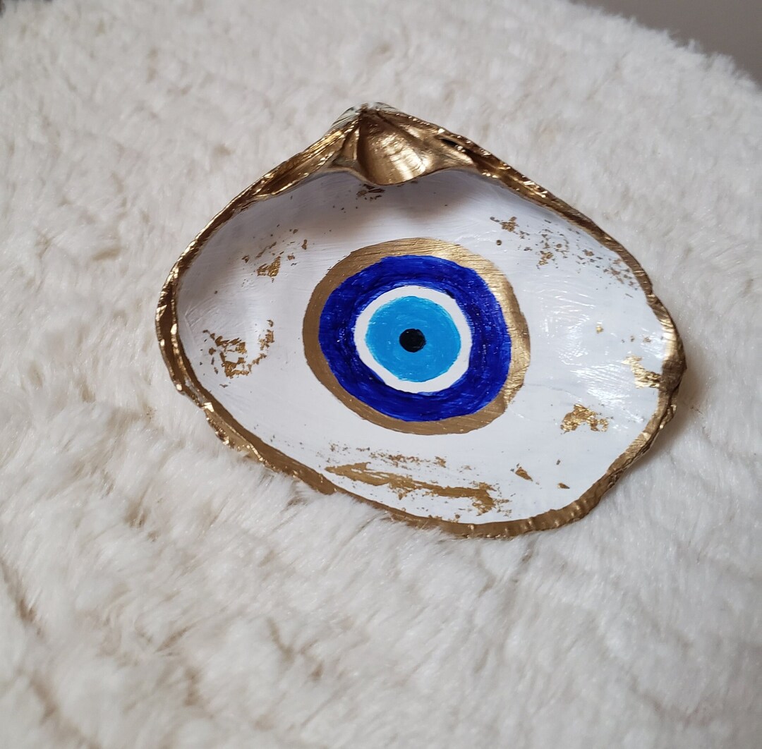 Jersey Shore Large Evil Eye Hand Painted Clam Shell - Etsy