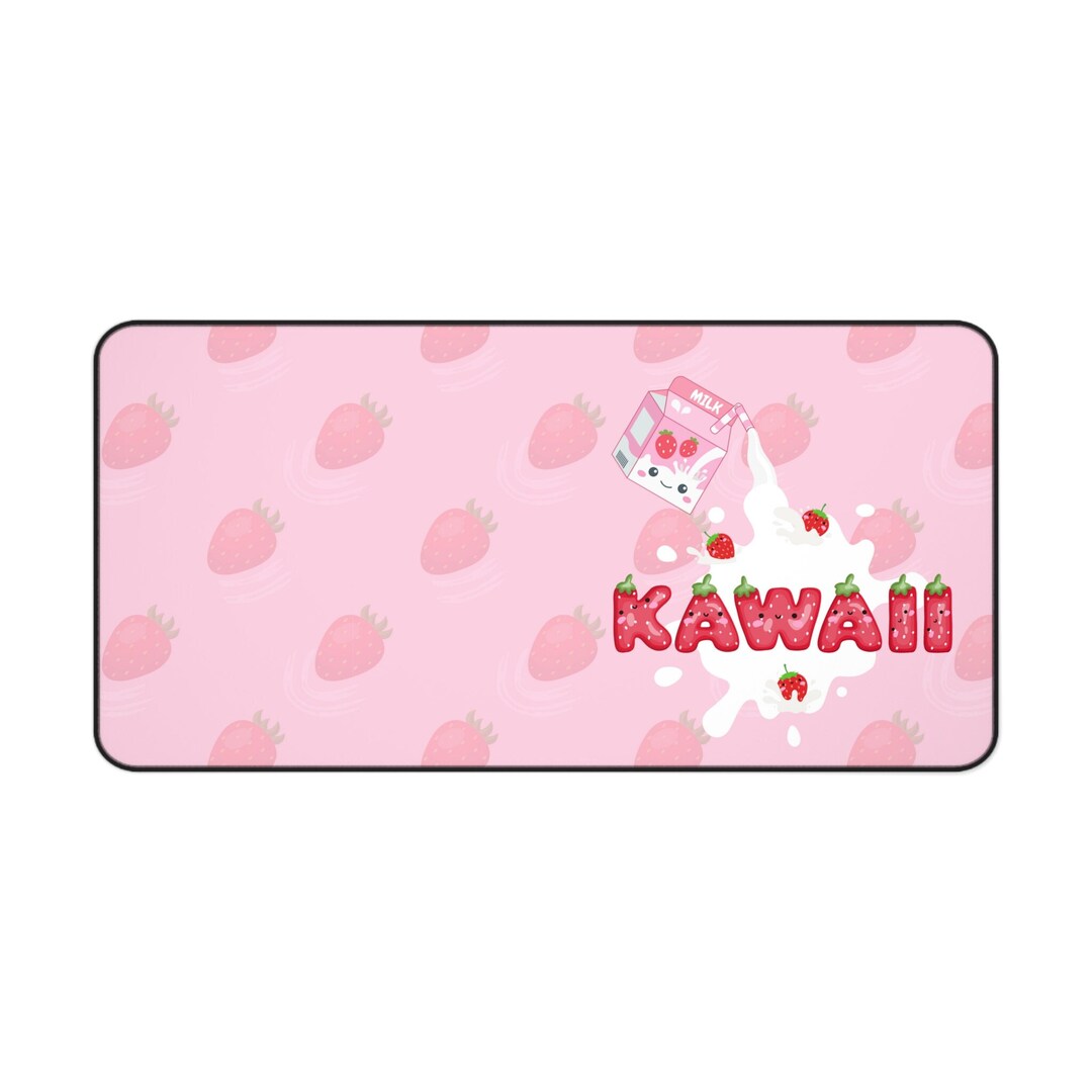 Kawaii Desk Mat Strawberry Milk Cute Desk Mat Anime Desk - Etsy