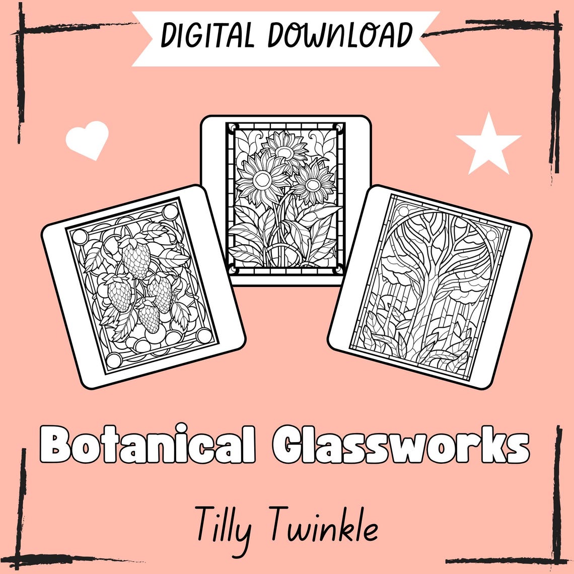 Botanical Glassworks Printable Colouring Pages | 10 Pages | Instant ...