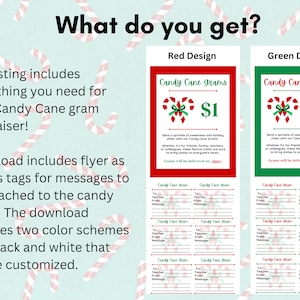 Editable Candy Gram Candy Cane Fundraiser Customizable Digital Template ...