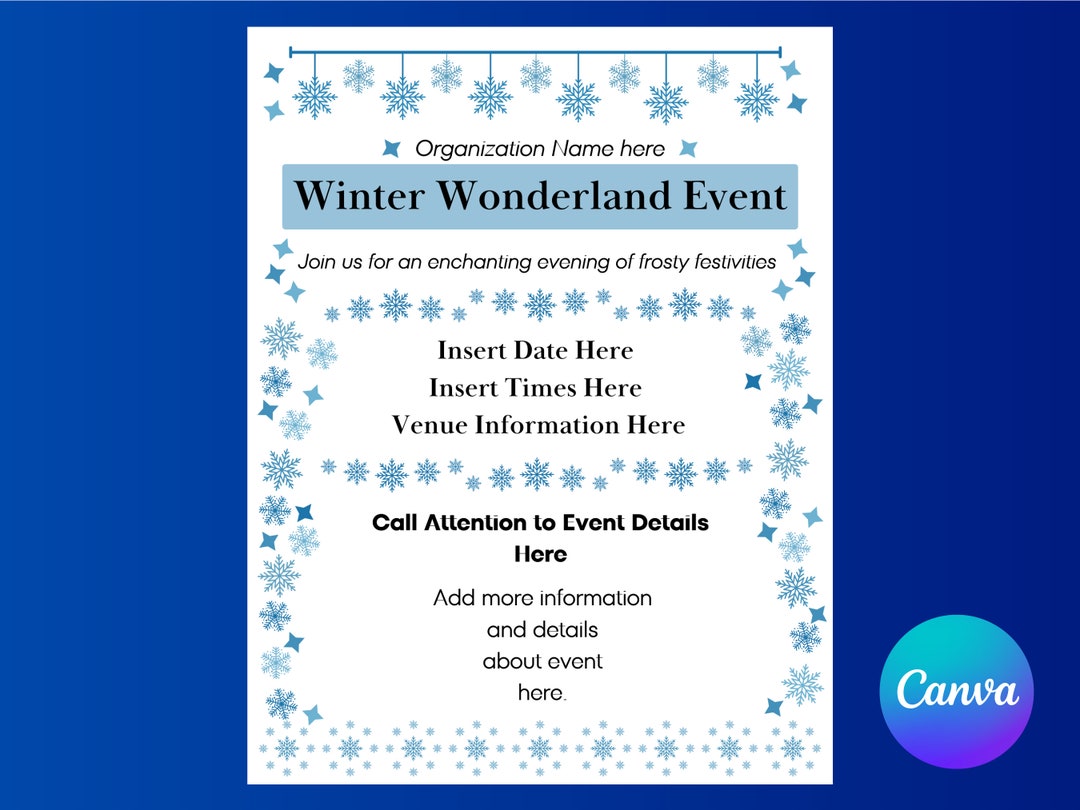 Winter Wonderland Event Flyer Canva Template - Fully Customizable for ...