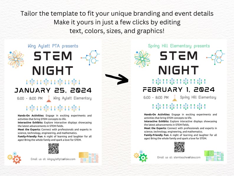 STEM Night Flyer Canva Template Customizable for PTA PTO School Church ...