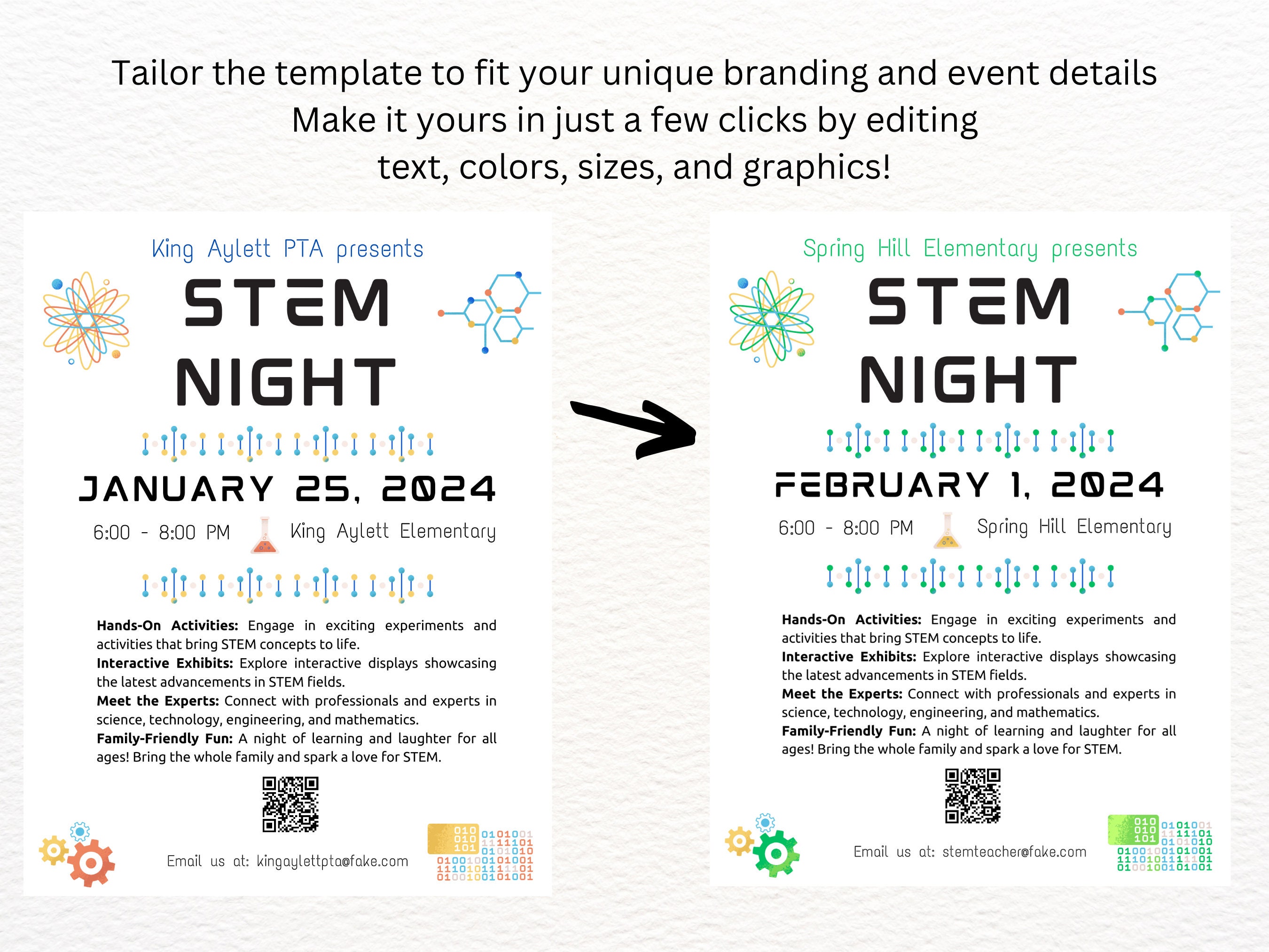 STEM Night Flyer Canva Template Customizable for PTA PTO School Church ...