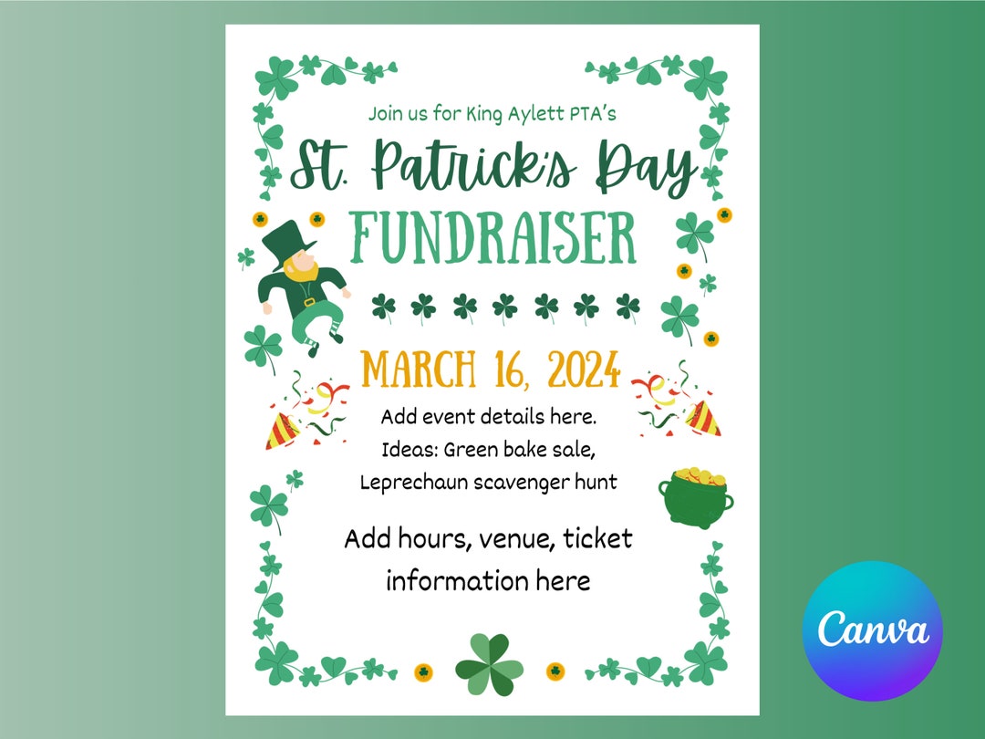 Shamrock St. Patrick's Day Event Flyer Canva Template - Fully ...