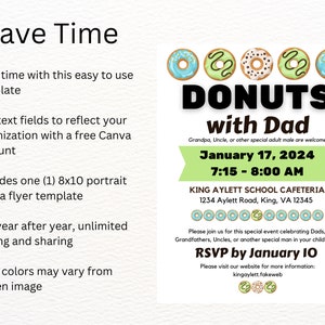 Donuts With Dad Flyer Canva Template - Customizable for PTA PTO PTSA ...