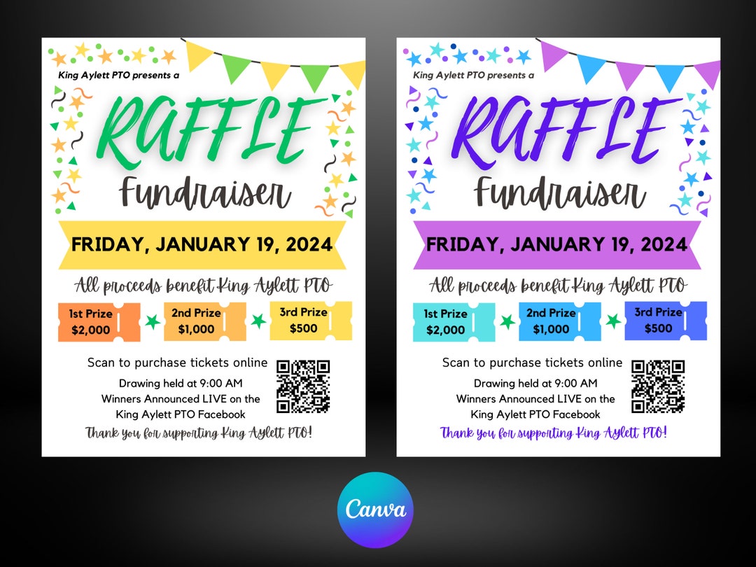 Raffle Fundraiser Flyer Canva Template - Customizable for PTA PTO ...