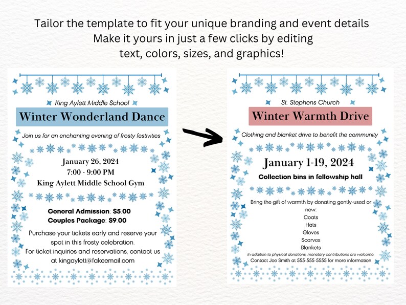 Winter Wonderland Flyer Canva Template - Fully Customizable for PTA PTO ...