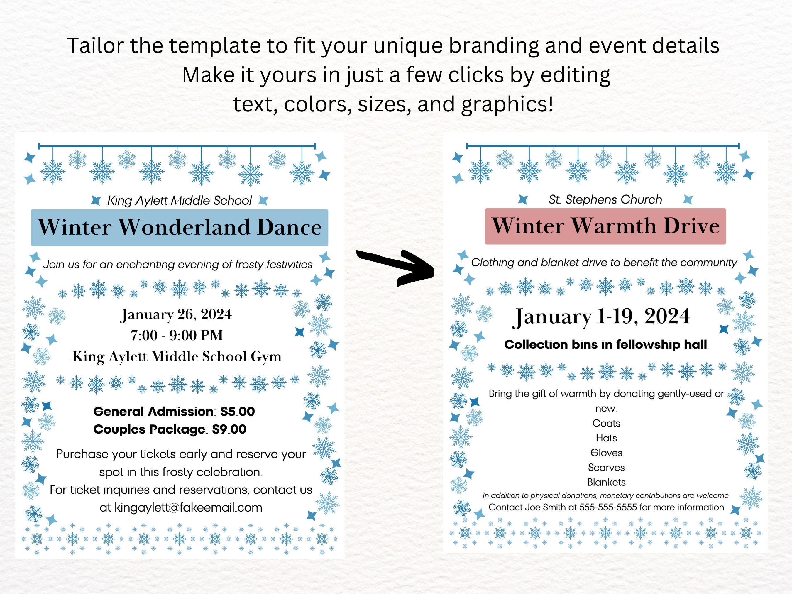 Winter Wonderland Flyer Canva Template - Fully Customizable for PTA PTO ...