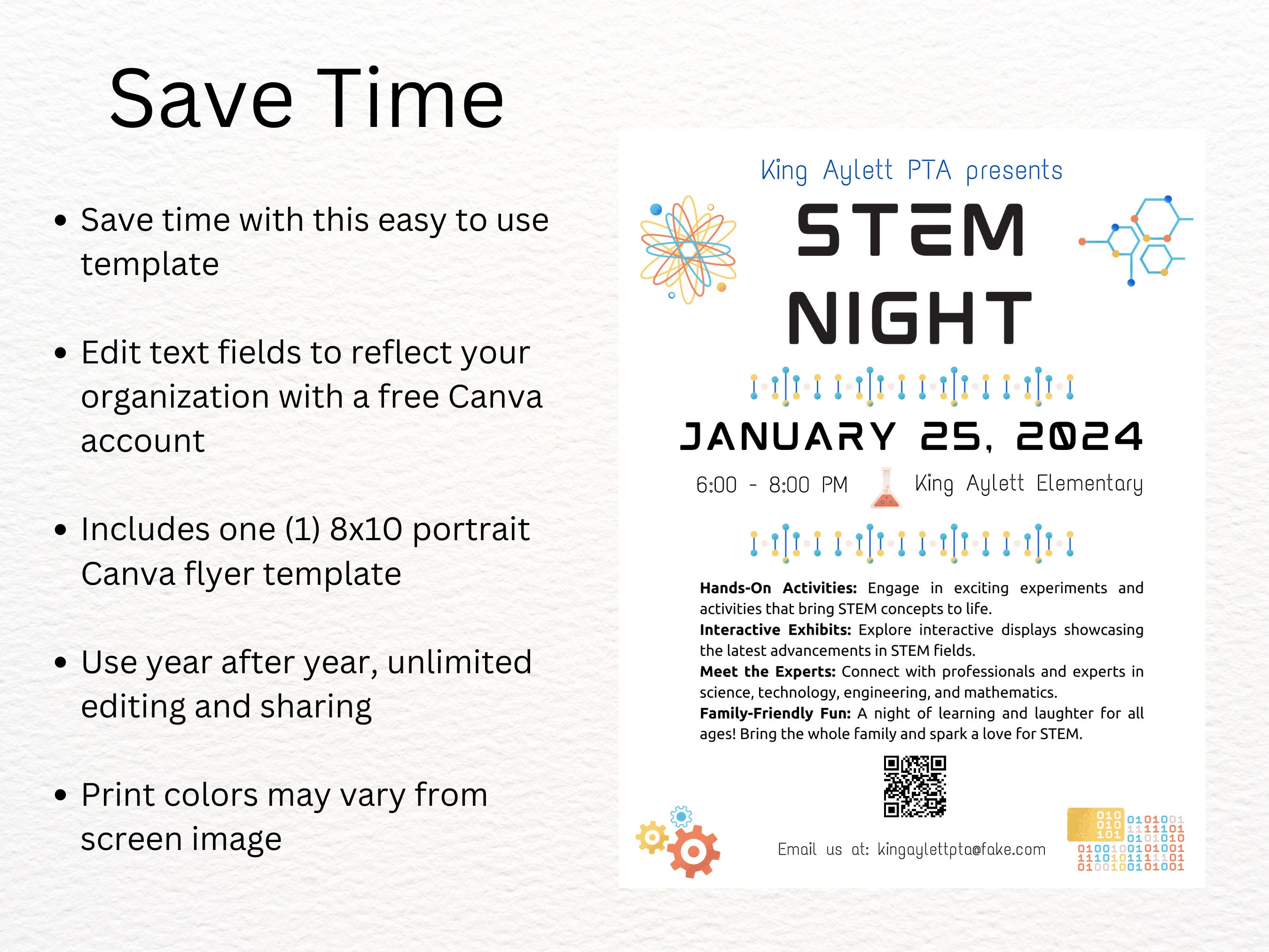 STEM Night Flyer Canva Template Customizable for PTA PTO School Church ...