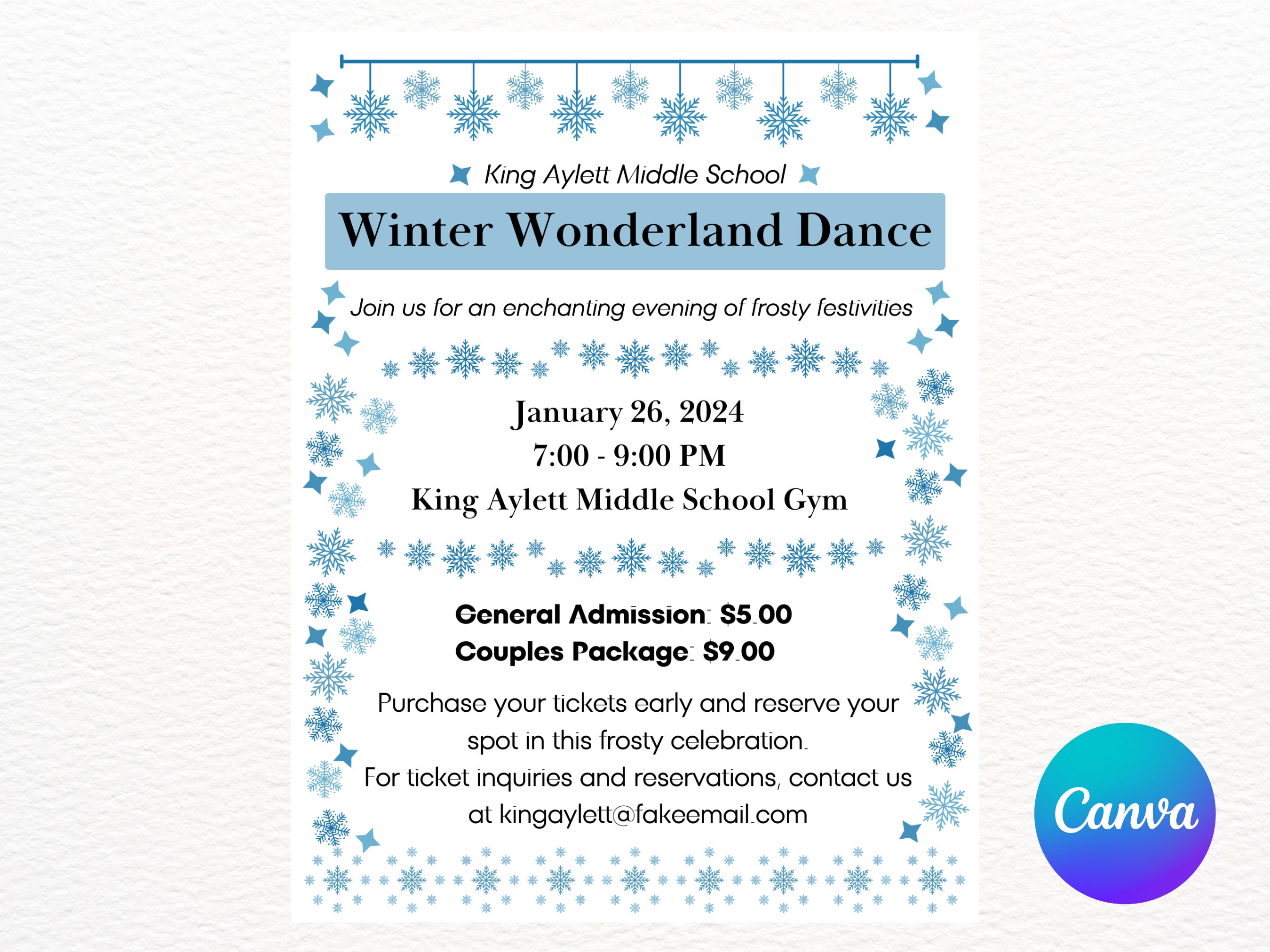 Winter Wonderland Flyer Canva Template - Fully Customizable for PTA PTO ...
