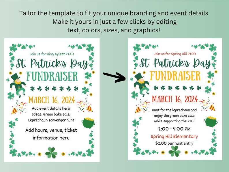 Shamrock St. Patrick's Day Event Flyer Canva Template - Fully ...