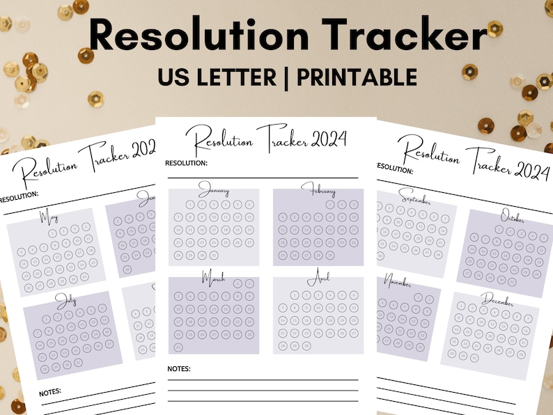 2024 Resolution Tracker Printable, New Year Resolution, Resolution ...