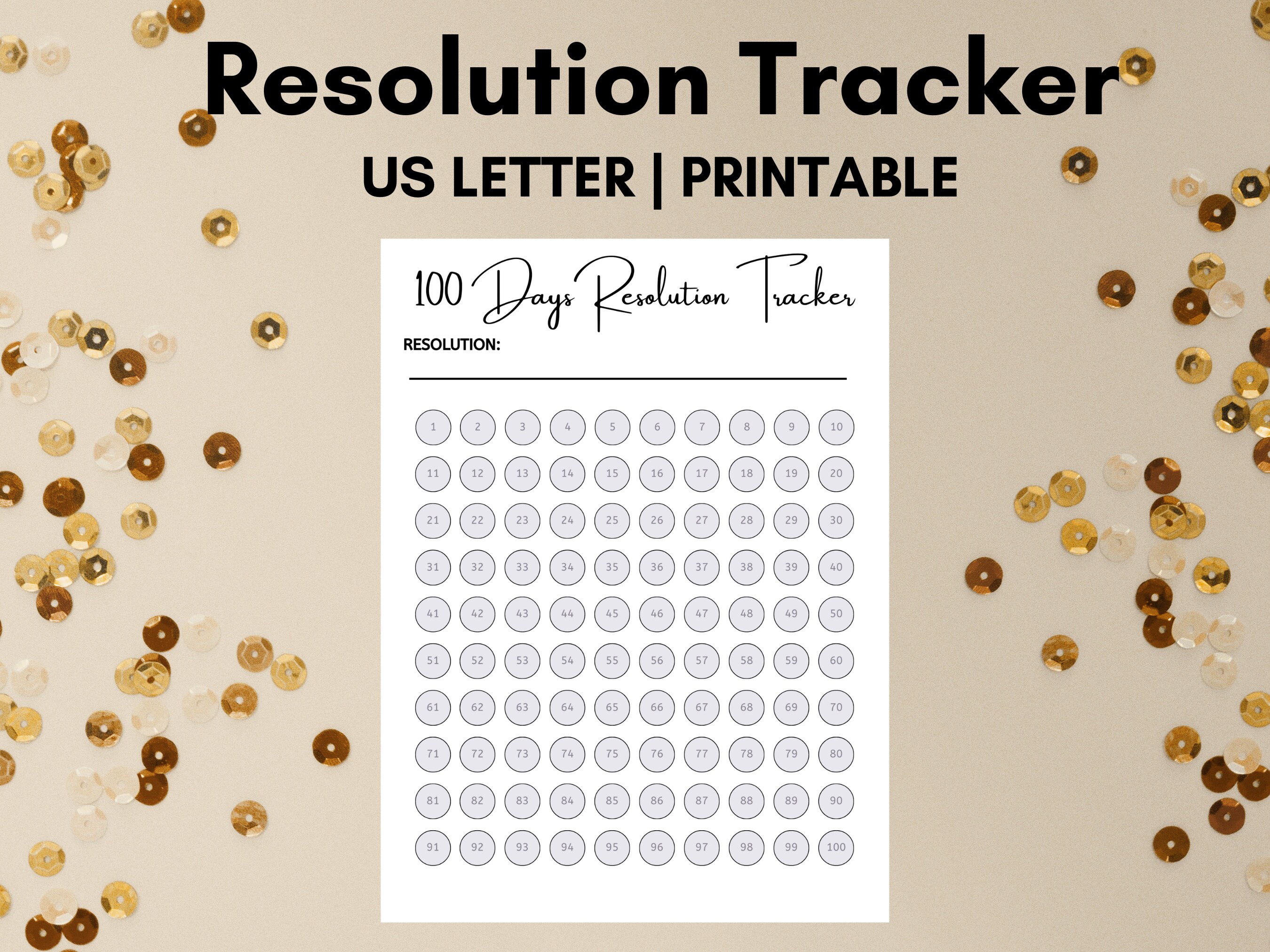 2024 Resolution Tracker Printable, New Year Resolution, Resolution ...