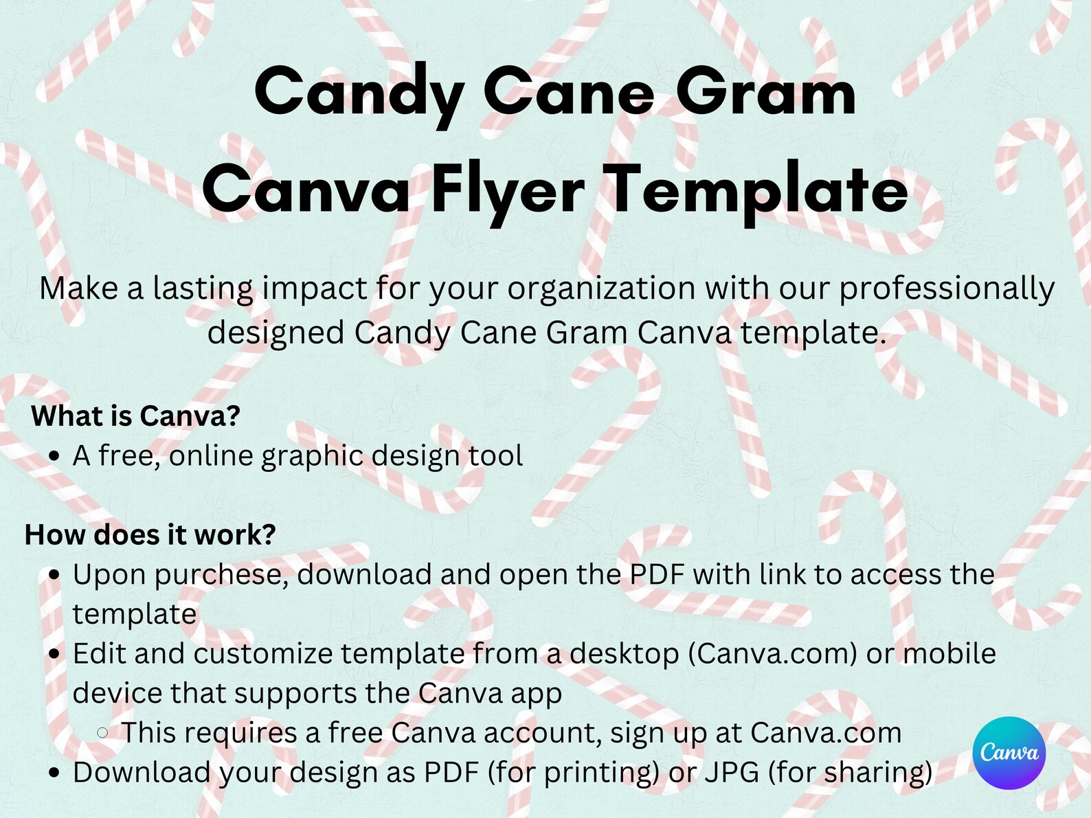 Editable Candy Gram Candy Cane Fundraiser Customizable Digital Template ...