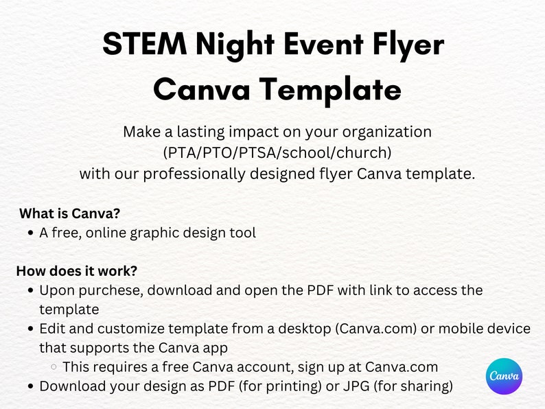 STEM Night Flyer Canva Template Customizable for PTA PTO - Etsy