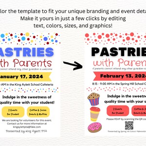 Pastries With Parents Flyer Canva Template - Customizable for PTA PTO ...
