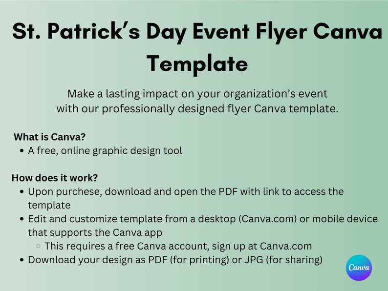 Shamrock St. Patrick's Day Event Flyer Canva Template - Fully ...