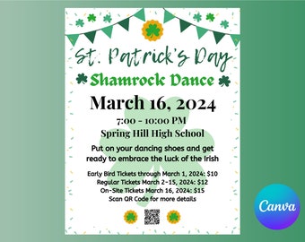 Shamrock St. Patrick's Day Event Flyer Canva Template - Fully ...