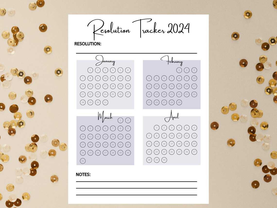 2024 Resolution Tracker Printable, New Year Resolution, Resolution Planning, Resolutions ...
