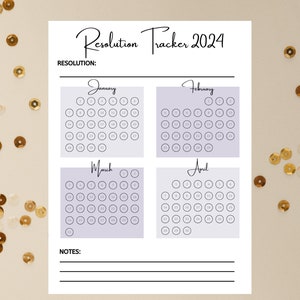 2024 Resolution Tracker Printable, New Year Resolution, Resolution ...