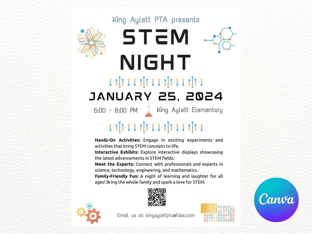 STEM Night Flyer Canva Template Customizable for PTA PTO School Church ...