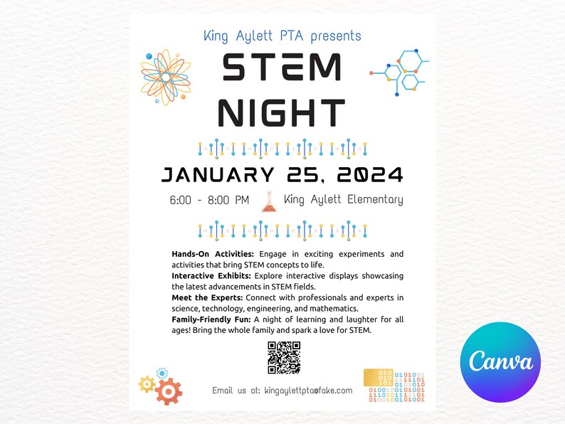 STEM Night Flyer Canva Template Customizable for PTA PTO School Church ...