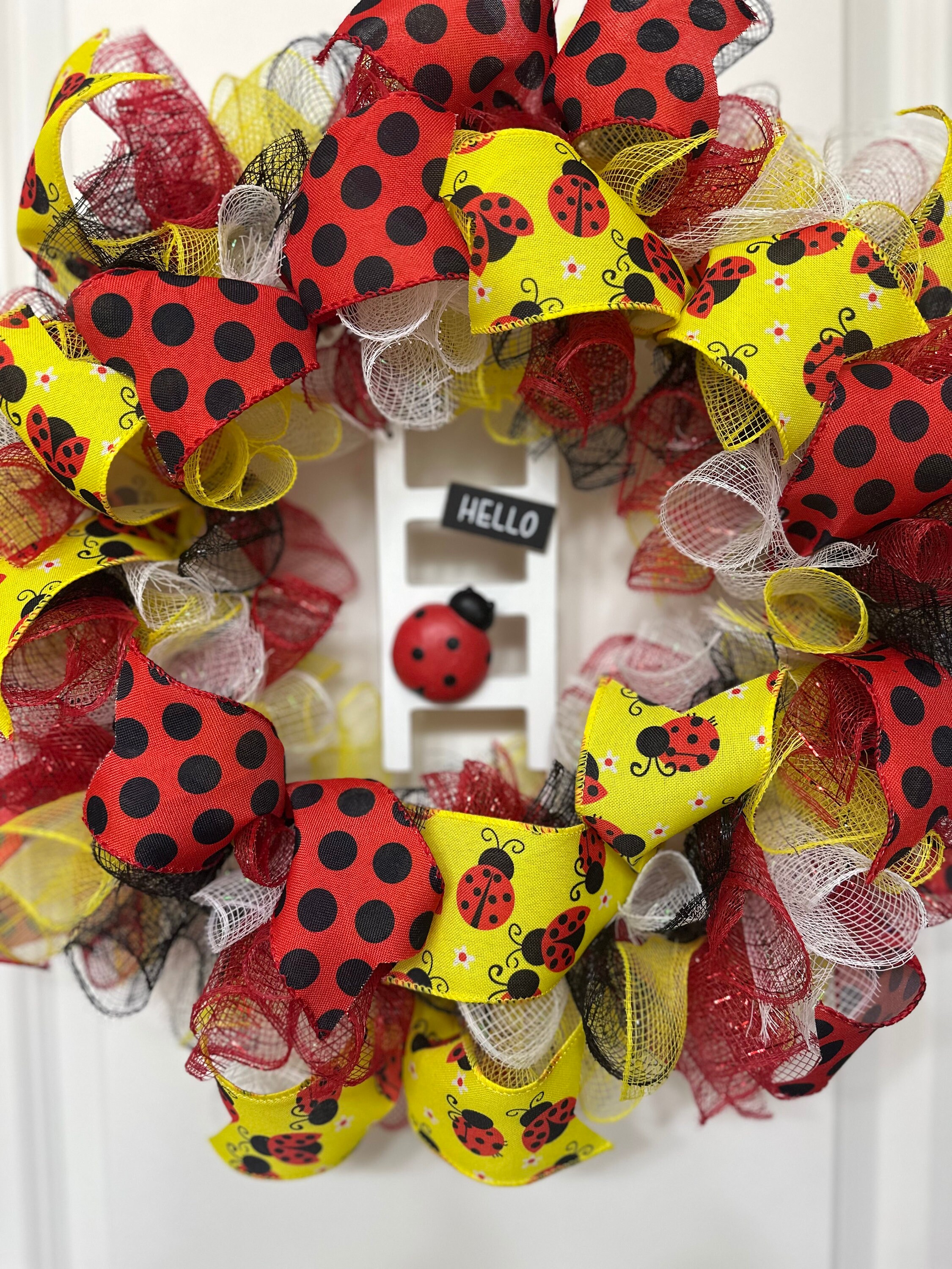 Ladybug Wreath, Lady Bug Wreath, Summer Wreath, Deco Mesh Ladybug ...